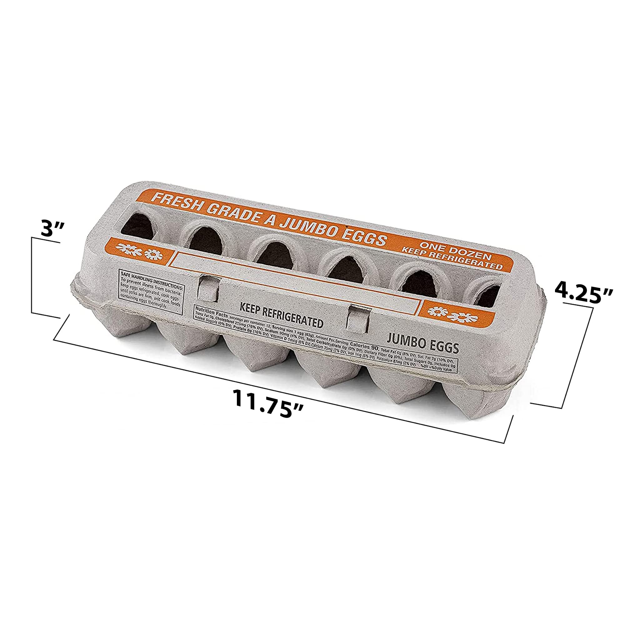 Jumbo Egg Cartons Holds 12 Eggs Printed Natural Pulp - 1 Dozen Large - Strong Sturdy Material Perfect For Storing Extra Eggs - by MT Products (15 Cartons) - Made in The USA