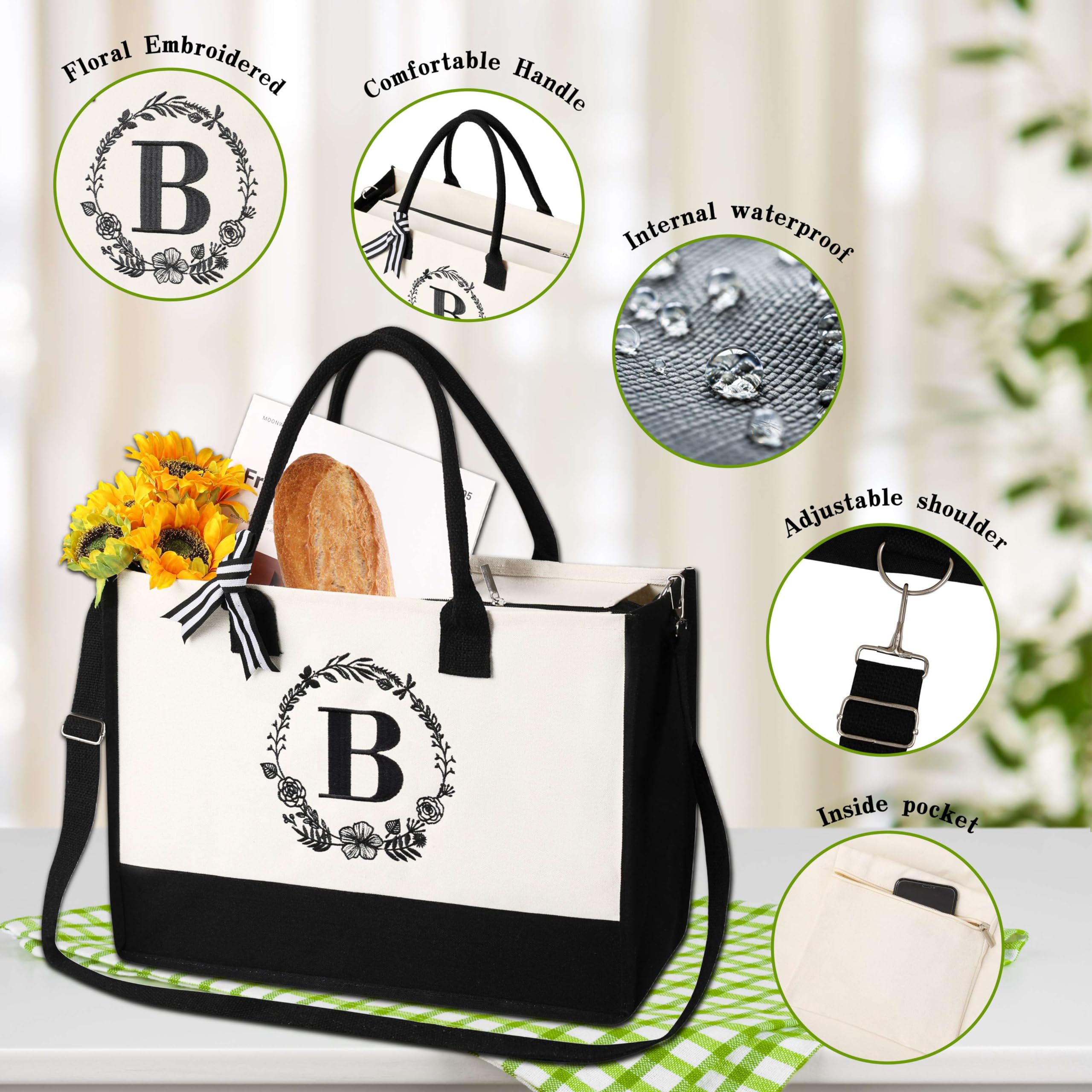 personalized bags for women,Tote Bag For Women,Initial Tote Bag For Women, Personalized gifts for women, Bride Tote Bag, monogrammed gifts for women, Tote Bag With Zipper A