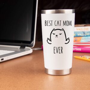 KLUBI Cat Mom Gifts for Women - Travel Mugs/Tumbler - 20oz Mug for Coffee/Tea-Funny Gifts for Cat Themed Things, Lovers, Crazy Cat Lady Gift