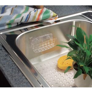 iDesign Sinkworks Kitchen Sink Suction Holder for Sponges, Scrubbers, Soap - Clear Large