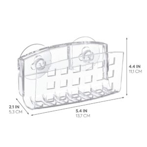 iDesign Sinkworks Kitchen Sink Suction Holder for Sponges, Scrubbers, Soap - Clear Large