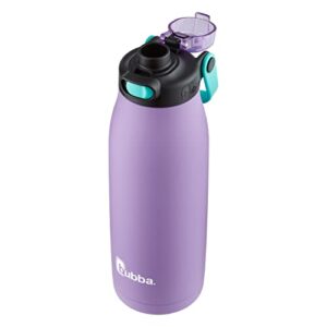 Bubba Radiant Vacuum-Insulated Stainless Steel Water Bottle with Leak-Proof Lid, Rubberized Water Bottle with Chug Cap, Keeps Drinks Cold up to 12 Hours, 32oz Dark Lavender