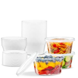 elegant disposables 12 oz - 24 sets plastic deli food storage containers with airtight flexible lids microwavable, leak free, washable, freezer safe.