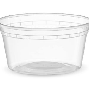 Elegant Disposables 12 OZ - 24 Sets Plastic Deli Food Storage Containers with Airtight Flexible Lids Microwavable, Leak Free, Washable, Freezer Safe.