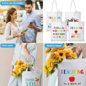 Chunful 10 Pack Teacher Tote Bags Bulk Inspirational Gifts for Women Christmas Teacher Appreciation Gift Rainbow Bags(Cute)