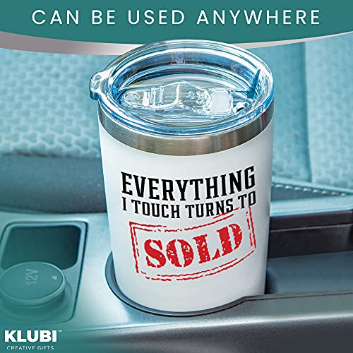 KLUBI Real Estate Gifts Coffee Mug- Everything I Touch Turns to Sold 20oz White Tumbler/Mug for Coffee- Gift Idea for a Real Estate Agent, Realtor, Women, Men, Closing, House