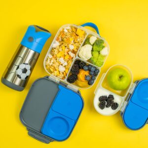 b.box Snackbox for Toddlers, Kids | Mini bento box, Lunch box | Leak Proof, 2 Compartments | BPA free, Dishwasher safe, Freezer safe (Blue Slate, 12 fl oz capacity)