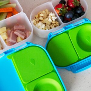 b.box Snackbox for Toddlers, Kids | Mini bento box, Lunch box | Leak Proof, 2 Compartments | BPA free, Dishwasher safe, Freezer safe (Blue Slate, 12 fl oz capacity)