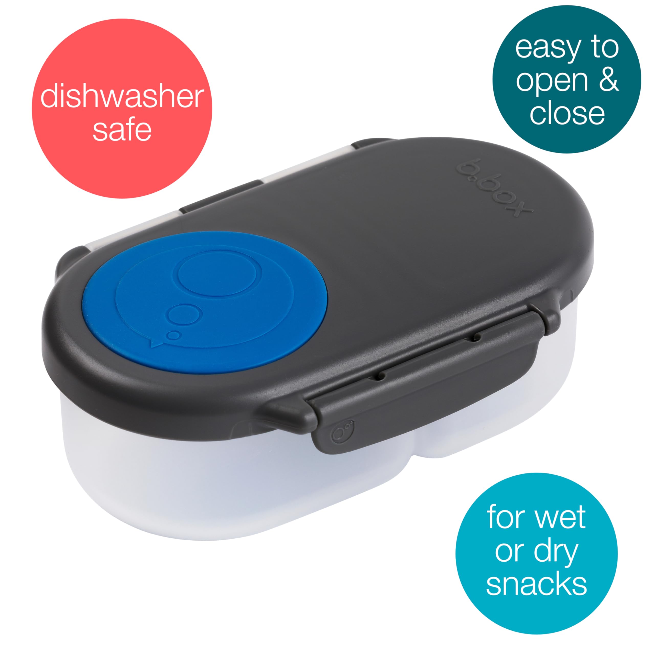 b.box Snackbox for Toddlers, Kids | Mini bento box, Lunch box | Leak Proof, 2 Compartments | BPA free, Dishwasher safe, Freezer safe (Blue Slate, 12 fl oz capacity)