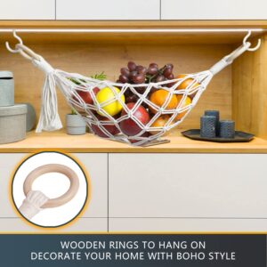 Evbopa Fruit Hammock Under Cabinet for Kitchen Macrame Haning Fruit Basket for Veggies Space Saving in Kitchen, Boat or RV