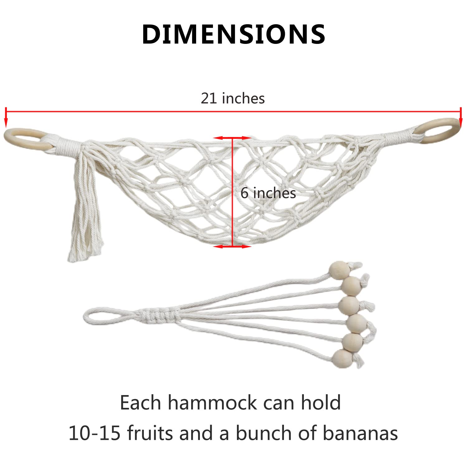 Evbopa Fruit Hammock Under Cabinet for Kitchen Macrame Haning Fruit Basket for Veggies Space Saving in Kitchen, Boat or RV