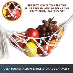 Evbopa Fruit Hammock Under Cabinet for Kitchen Macrame Haning Fruit Basket for Veggies Space Saving in Kitchen, Boat or RV