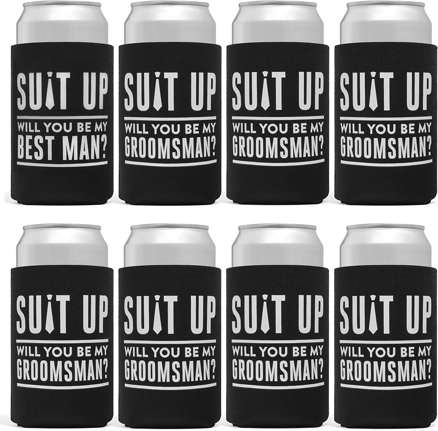 Groomsmen, Best Man Proposal Can Coolers - Will You Be My Groomsman? Bachelor Gifts - 8 Pack