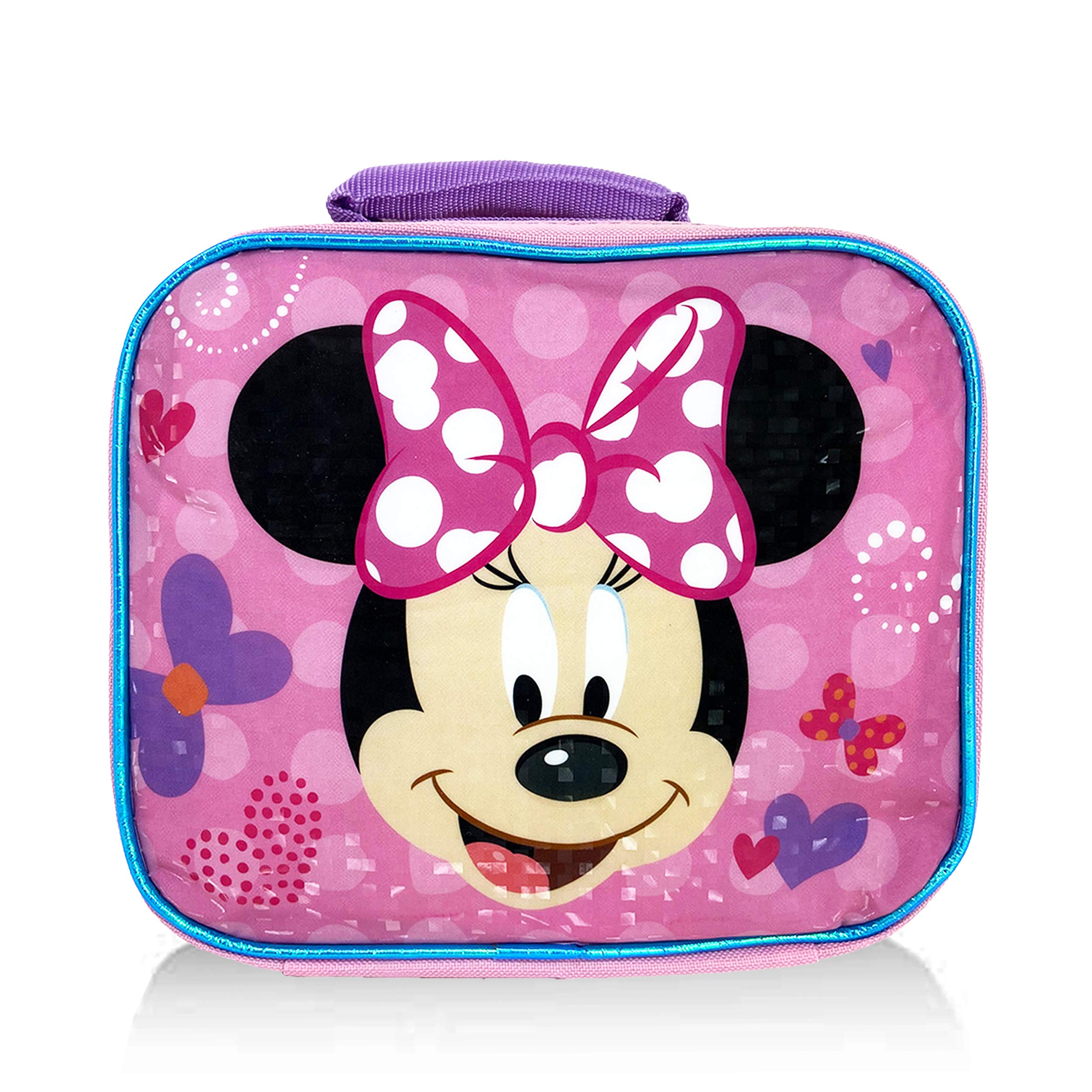 Disney Minnie Mouse Backpack with Lunch Box for Girls 5 Pc Bundle ~ Deluxe 16" Minnie Bag, Insulated Lunch Bag, Stickers, and More (Minnie Mouse School Supplies) (Minnie Mouse Pink)