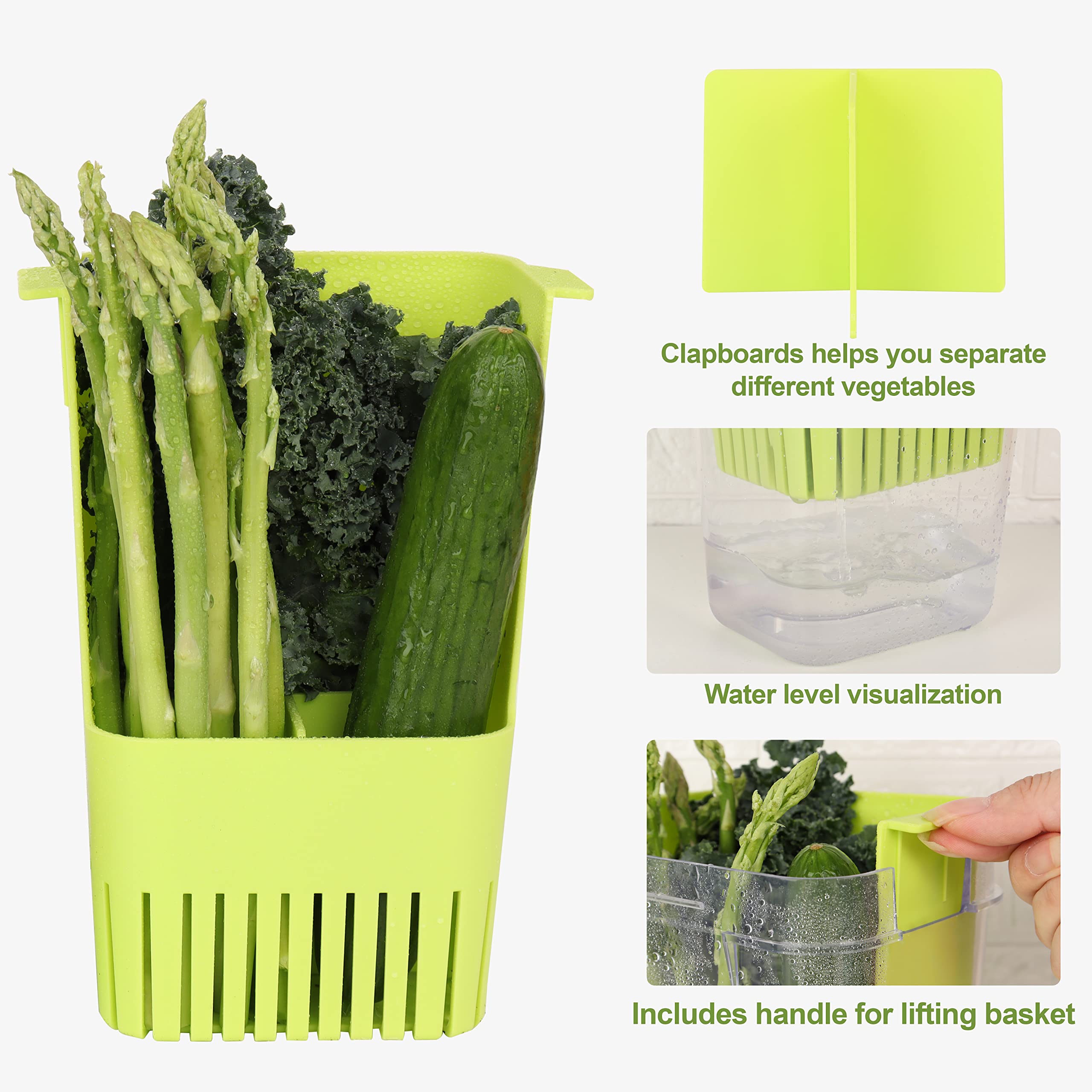 LUVCOSY 2 Pack Herb Keeper, BPA-Free Plastic Herb Saver with an Inner Basket for Cilantro, Mint, Parsley, and Asparagus, Keeps Fresh Herbs for 3 Times Longer