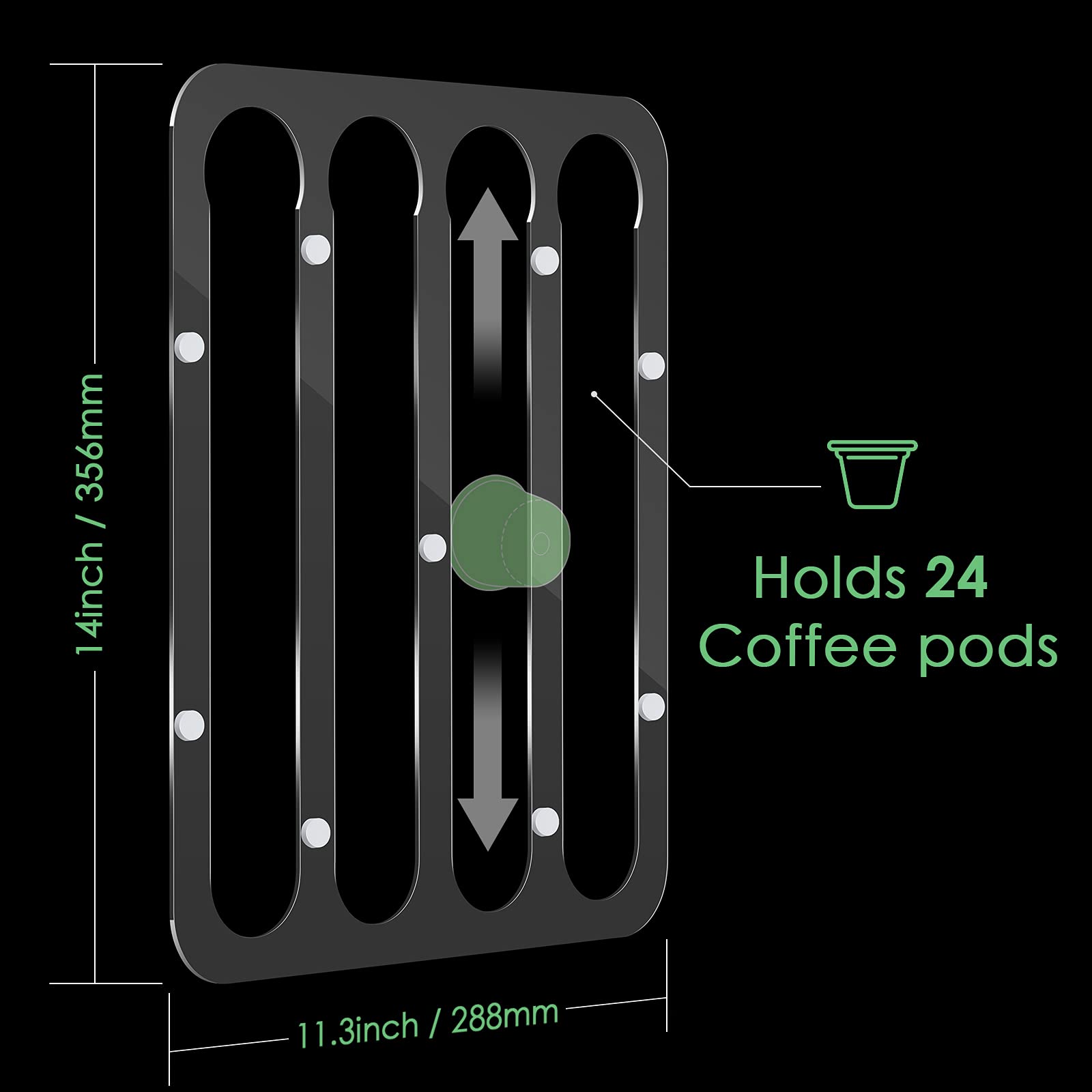 Aredpoook K Cup Coffee Pod Holder, Space Saving K Cup Holder, Acrylic Coffee Pod Storage for Keurig Kcups, Adhesive Coffee Pod Organizer, Compatible with 24 Kcup Pods Capsule