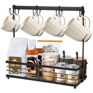 Biggun Coffee Mug Holder with Removable Hooks - Metal 8 Mugs Coffee Cup Holder Storage Organizer for Counter, Large Mug Display Rack Stand for Coffee Bar Kitchen Countertop