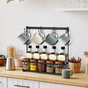 Biggun Coffee Mug Holder with Removable Hooks - Metal 8 Mugs Coffee Cup Holder Storage Organizer for Counter, Large Mug Display Rack Stand for Coffee Bar Kitchen Countertop