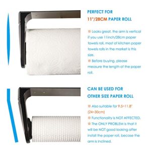 simpletome ONE Hand Tear Paper Towel Holder Under Cabinet Adhesive or Drilling Installation Aluminum Alloy + ABS (Black)