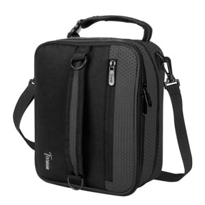 tirrinia expandable insulated lunch bag, leakproof flat lunch cooler tote with shoulder strap for men and women, suitable for work & office, black