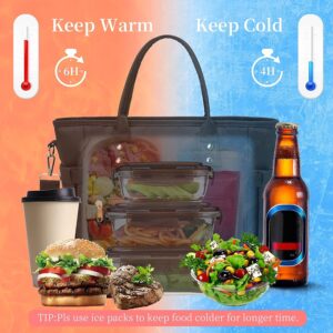 XUANQIFC Durable Insulated Lunch Bag Thermal Food Storage Tote Bags Water Resistant Ice Cooler with Long Shoulder Strap Big Volume Lunch Boxes For Adult Men Women Picnic Working Outing (Black)