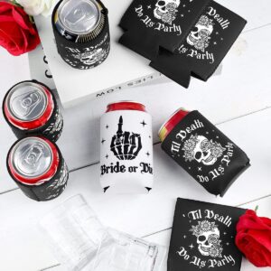 12-Pack Bride or Die Bachelorette Party Can Sleeves Till Death Beverage Sleeves Favor for Gothic Halloween Bridal Shower Party Supplies 1950s Rock and Roll Party Decorations