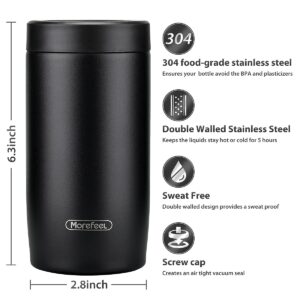 Morefeel 4-in-1 Skinny Can Cooler Double Wall Stainless Steel Insulated Can Holder, Works With 12 Oz Slim Can,Standard Cans,Beer Bottles & As Pint Cups(Black)