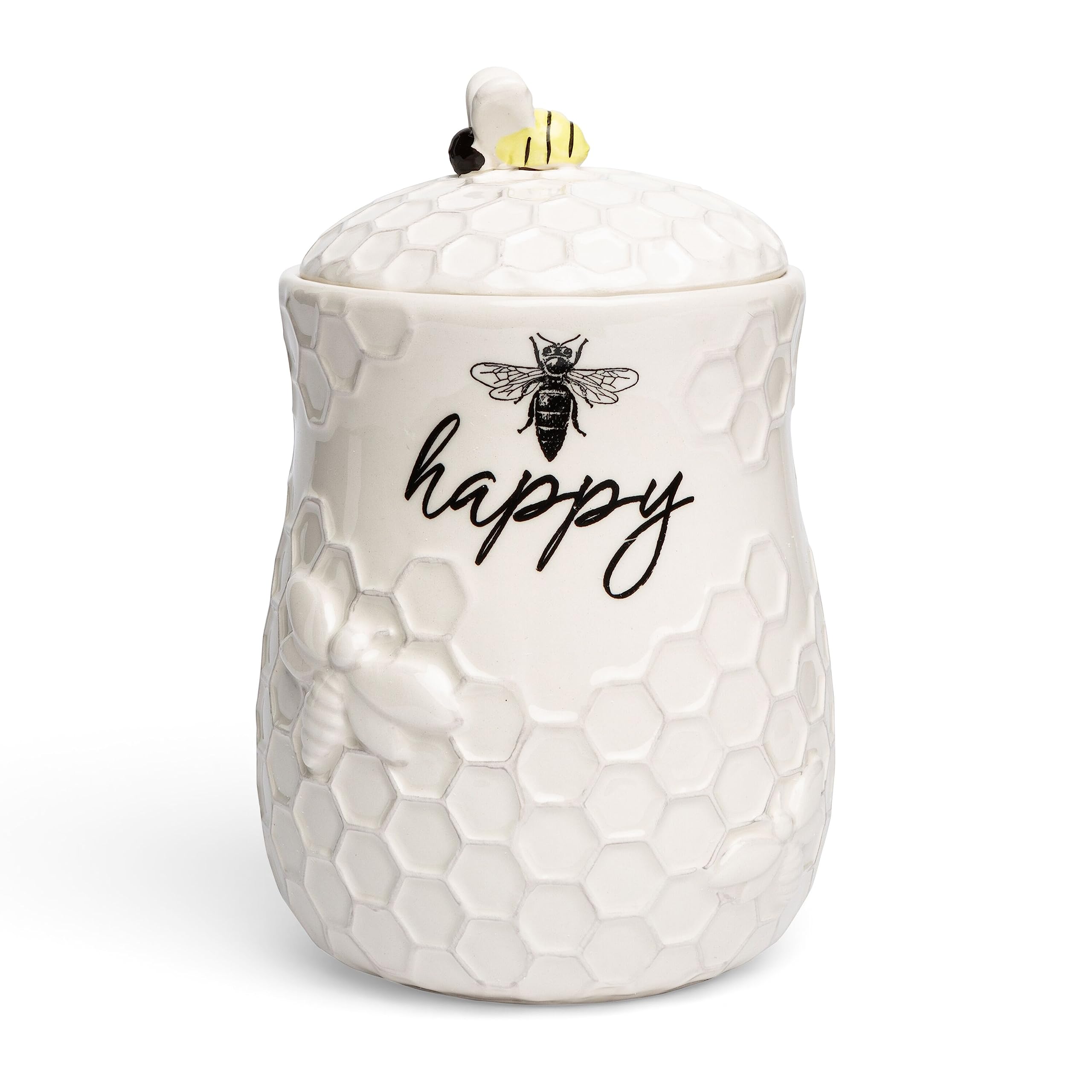 Young's Inc. Ceramic Bee Cookie Jar - 5" W x 5" D x 7" H - Cookie Jars for Kitchen Counter - Tea Canister