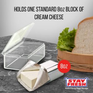 Stay Fresh Cream Cheese Container For Fridge Clear Plastic for Cream Cheese, Dishwasher Safe, BPA Free — Cheese Dish for your Pantry, Counter, Refrigerator