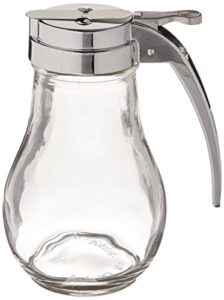 tablecraft h414 syrup dispenser with chrome plated metal top, 14 oz, clear