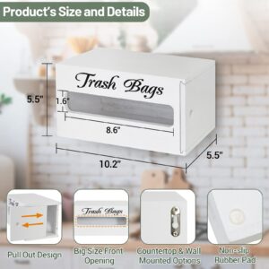 Trash Bag Holder for Kitchen Organizers and Storage, Wooden Farmhouse Plastic Bag Holder Wall Mounted, Trash Bag Dispenser for Kitchen Countertop, Cabinet, Under Sink, Laundry Room Organization