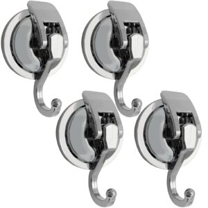 yssiladi shower suction cups heavy duty vacuum suction cups, glass suction cup hooks, robe & towel hooks reusable, no hole punched, for garland decoration (4 pack, silver)