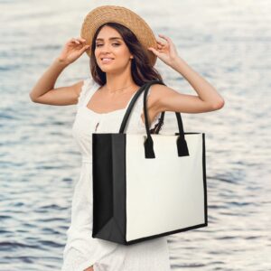 16 Pcs Canvas Tote Bag with Canvas Makeup Bag Set Initial Beach Tote Bag with Handles DIY Canvas Grocery Bag Washable Blank Canvas Bags for Shopping Beach Travel Bridesmaid Bride Wedding Birthday Gift