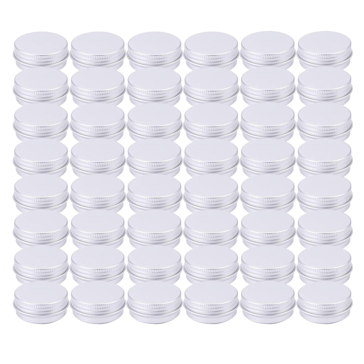 Tosnail 48 Pack of 0.5 OZ Mini Round Tins, Lip Balm Tins Container with Screw Thread Lid, Aluminum Empty Tins Metal Storage Tin Jars Spice Containers Travel Tin Cans