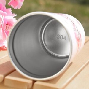 BYBYCD Thermos Cup Vacuum Flask Coffee Tumbler Stainless Steel with lid Double Layer Leak-Proof Cherry Blossom Insulated Water Bottle(560ml)