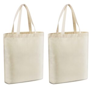 veyist 2 pcs reusable large canvas tote bags, blank multi-purpose canvas bags, suitable for diy project, grocery bags, shopping bags, book bags, gift bags. cotton bags. (size: 15.7''x15.7''x4.7'')