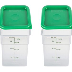 Cambro 4SFSPP190 4 Qt. Translucent Container with SFC2452 Kelly Green Lid, 4Quart, pack of 2