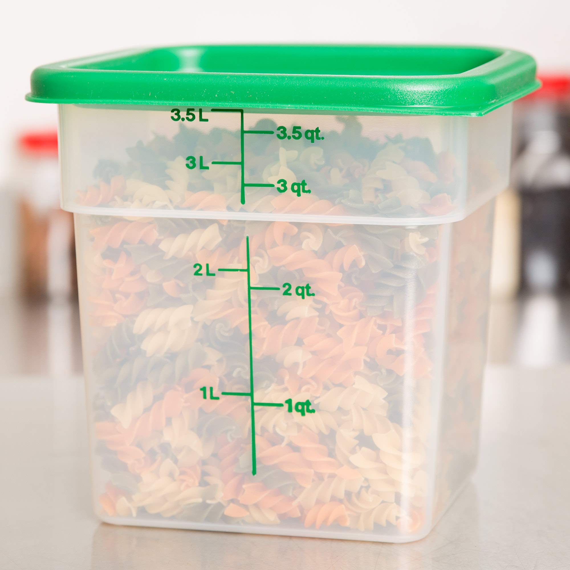 Cambro 4SFSPP190 4 Qt. Translucent Container with SFC2452 Kelly Green Lid, 4Quart, pack of 2