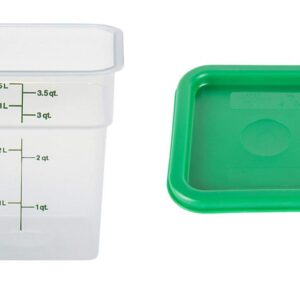 Cambro 4SFSPP190 4 Qt. Translucent Container with SFC2452 Kelly Green Lid, 4Quart, pack of 2