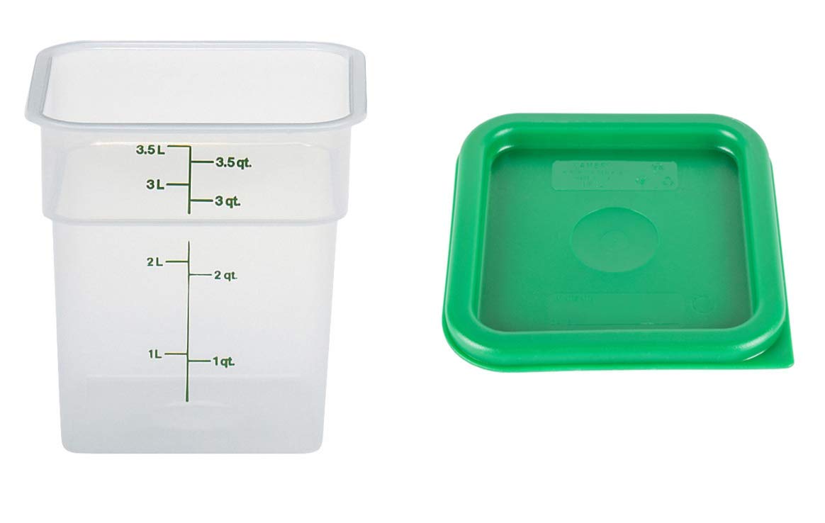 Cambro 4SFSPP190 4 Qt. Translucent Container with SFC2452 Kelly Green Lid, 4Quart, pack of 2