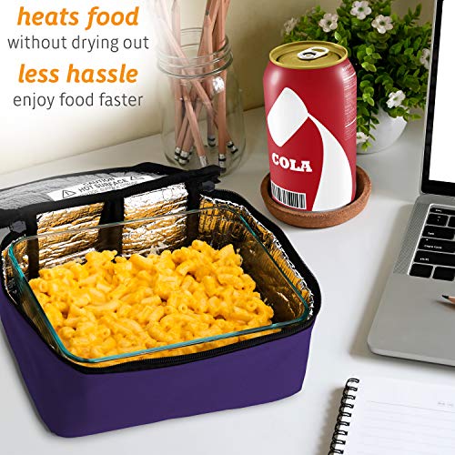 HotLogic Mini Portable Electric Lunch Box Food Heater - Innovative Food Warmer and Heated Lunch Box for Adults Car/Home - Easily Cook, Reheat, and Keep Your Food Warm - PURPLE - 120V