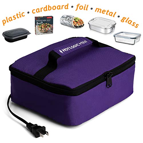 HotLogic Mini Portable Electric Lunch Box Food Heater - Innovative Food Warmer and Heated Lunch Box for Adults Car/Home - Easily Cook, Reheat, and Keep Your Food Warm - PURPLE - 120V