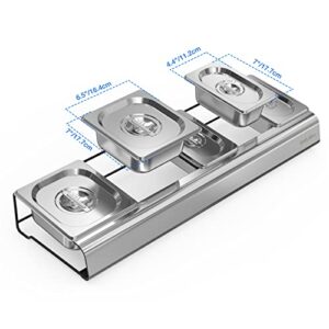 Onlyfire Pizza Topping Station Stainless Steel Seasoning Containers with Lid, 5 Compartment Trays for Prepping Ingredients and Toppings