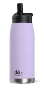 hydrapeak flow 32oz insulated water bottle with straw lid, waterbottle, metal water bottle, insulated stainless steel water bottles, bpa-free & leak-proof, straw and handle (lavender)