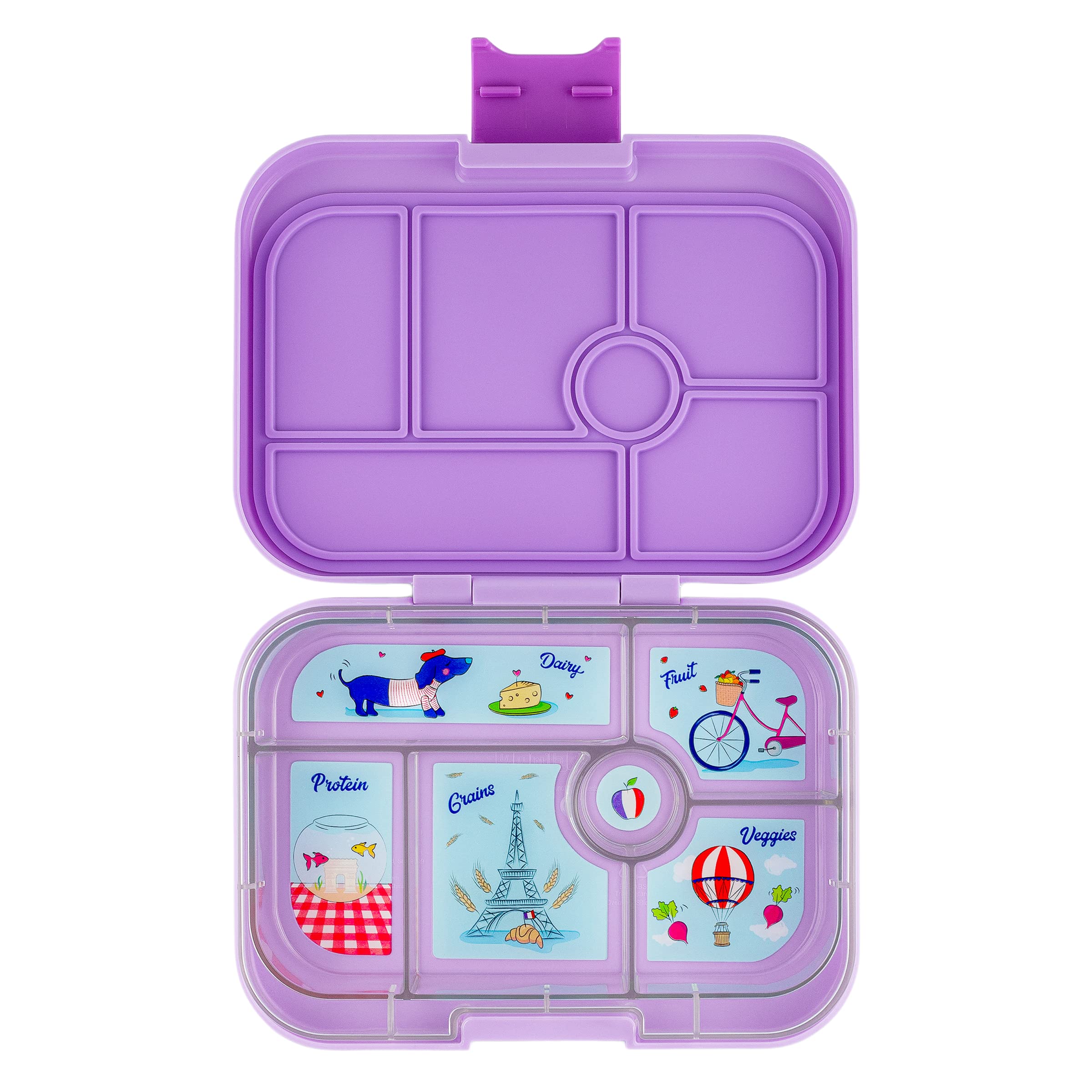 Yumbox Original - Leakproof Bento Lunch box for Kids (2-7 Years) with 5 Compartments, Easy-Open Latch, Optimal Portion Sizes & Removeable Paris Themed Tray (Lulu Purple)