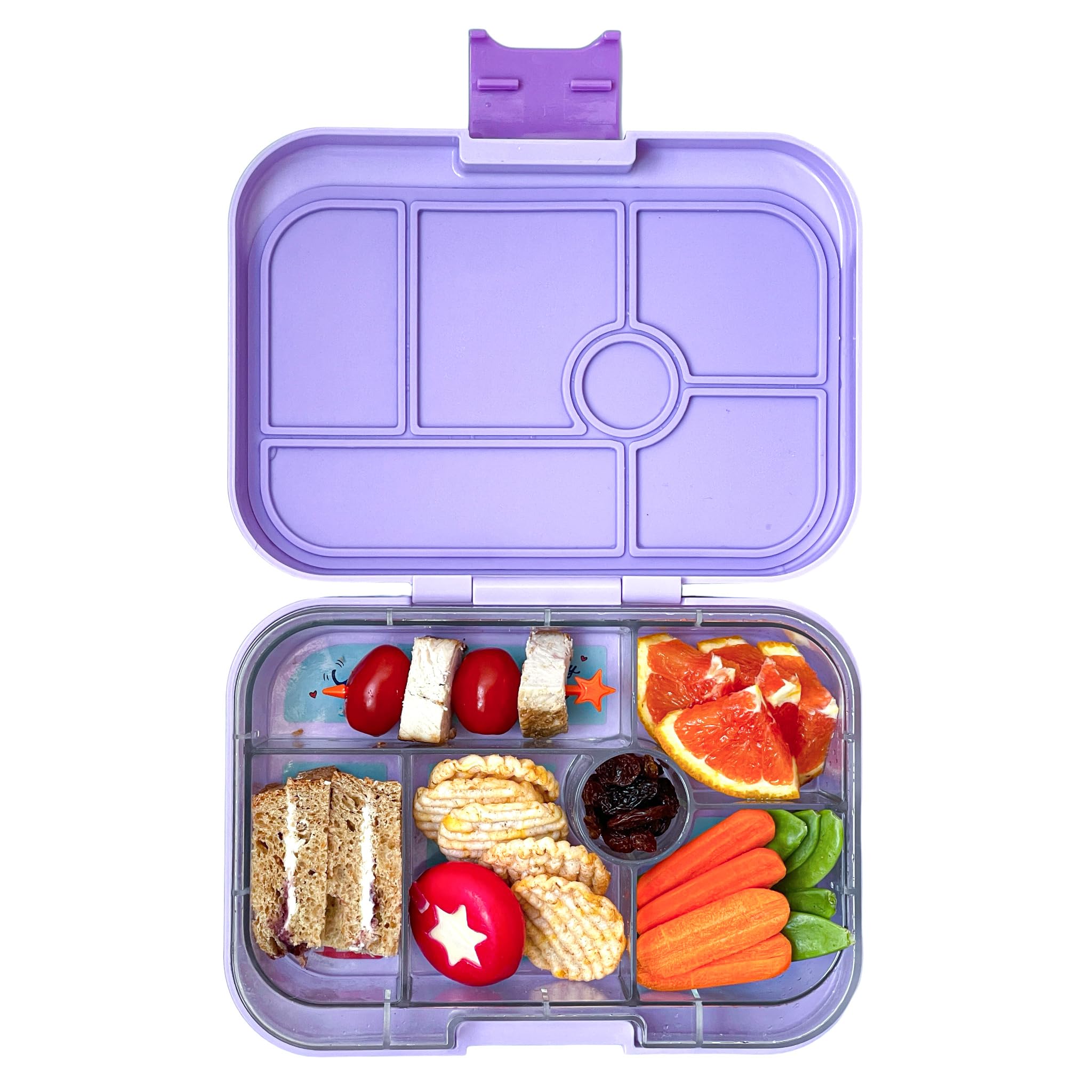 Yumbox Original - Leakproof Bento Lunch box for Kids (2-7 Years) with 5 Compartments, Easy-Open Latch, Optimal Portion Sizes & Removeable Paris Themed Tray (Lulu Purple)