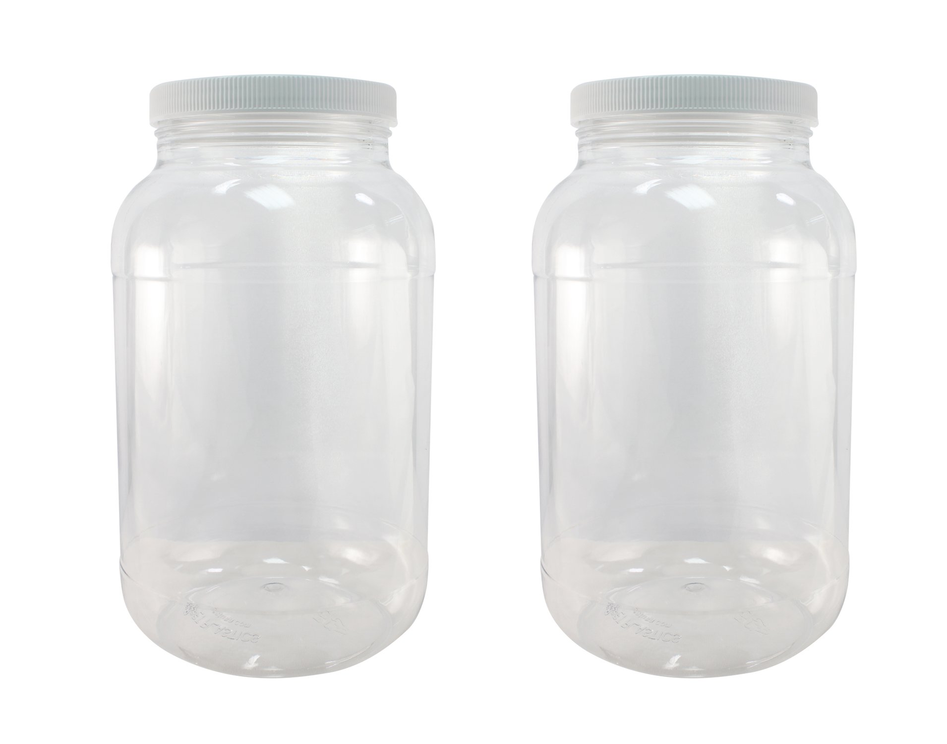 Pinnacle Mercantile 1 Gallon Plastic Jars with Screw on Lined Lids 2 Pack Wide Mouth Food StorageContainers