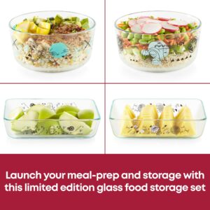 Pyrex 8-Pc Glass Food Storage Container Set, 4-Cup & 3-Cup Decorated Round Meal and Rectangle Prep Containers, Non-Toxic, BPA-Free Lids, Disney's Star Wars