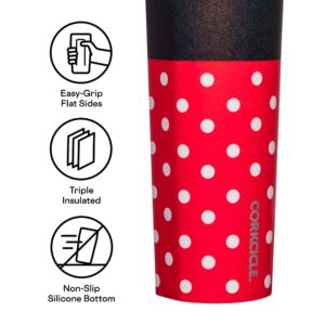 Corkcicle Disney Minnie Insulated Canteen Travel Water Bottle, Triple Insulated with Easy Grip, Keeps Beverages Cold for 25 Hours or Warm for 12 Hours, 16 oz, Polka Dot Red