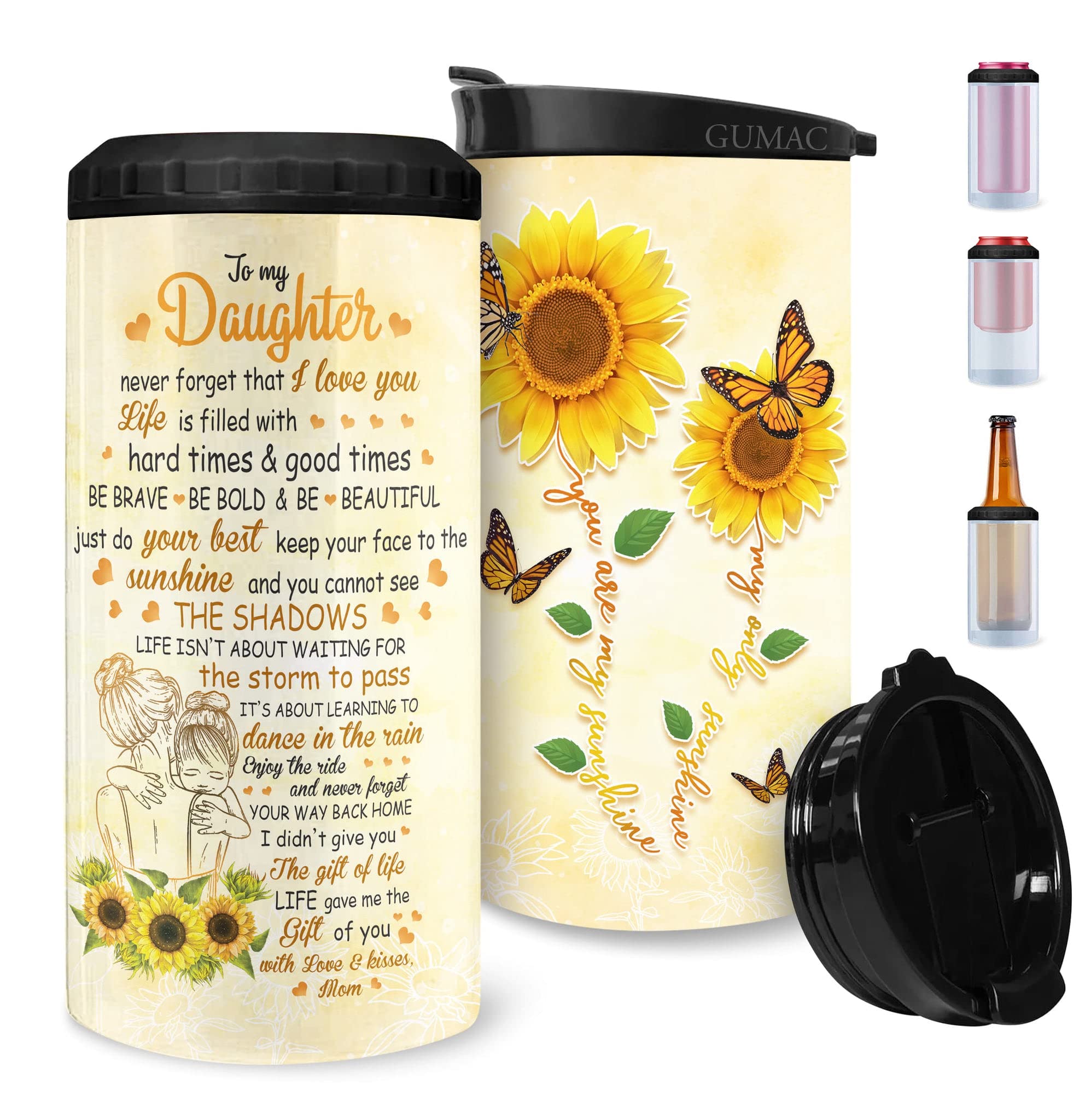 Daughter Can Cooler - Sunflower To My Daughter Can Cooler From Mom - Birthday Gifts For Daughter From Mom - Gift for Daughter on Mother's Day, Christmas, Birthday